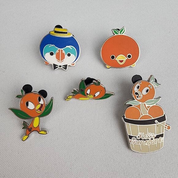 Disney | Jewelry | Disney Orange Birds Hidden Mickey Trading Pins 5 Pc ...